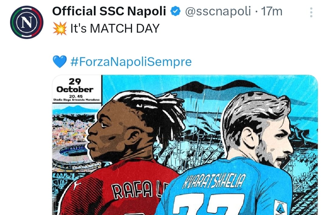 TWEET SSCN - Napoli-Milan, il club: "It's match day", ecco la vignetta ...
