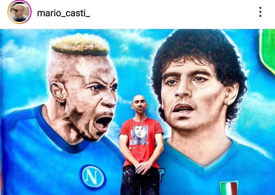 MURALES - Osimhen e Maradona nell'opera dell'artista Mario Castì Farina ...