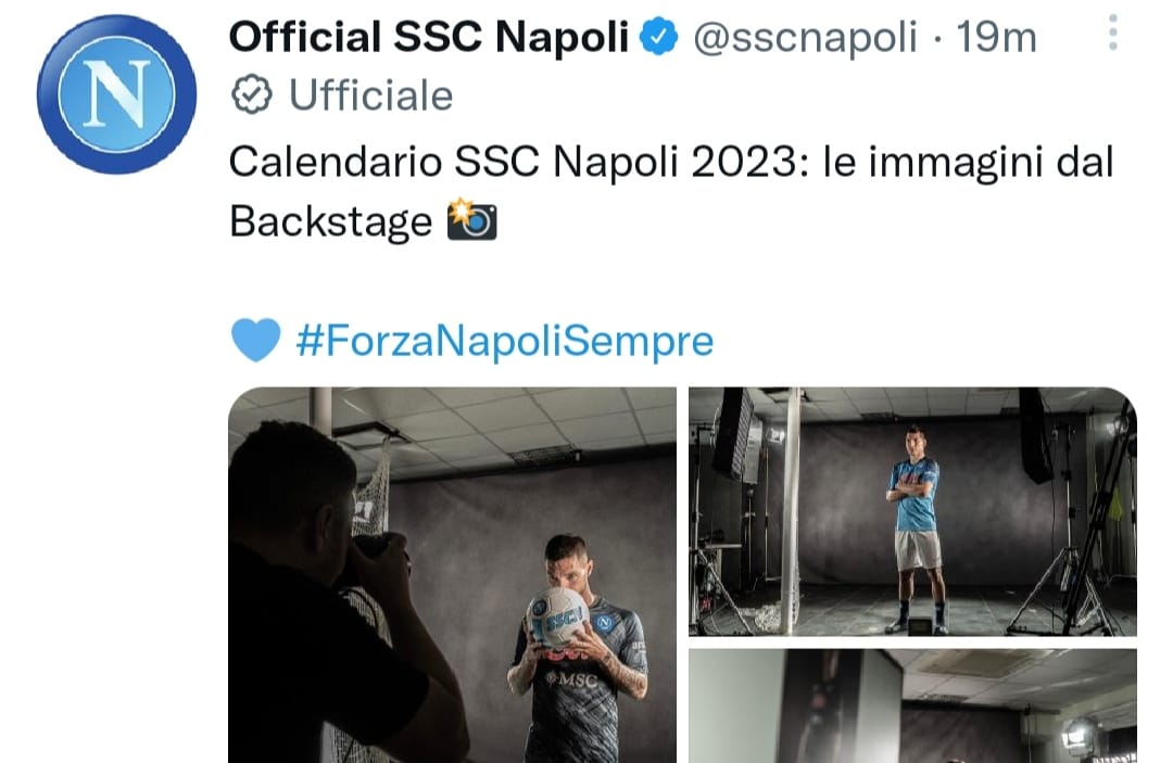 TWEET - SSC Napoli: "Calendario 2023, le immagini dal backstage", ecco ...